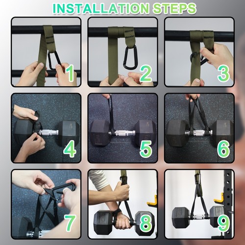 Adjustable Dumbbell Spotter Straps for Barbell Rack Attachment Chest ...