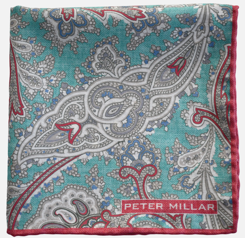 NEW PETER MILLAR PAISLEY 100% SILK DOUBLE-SIDED Pocket Square ...