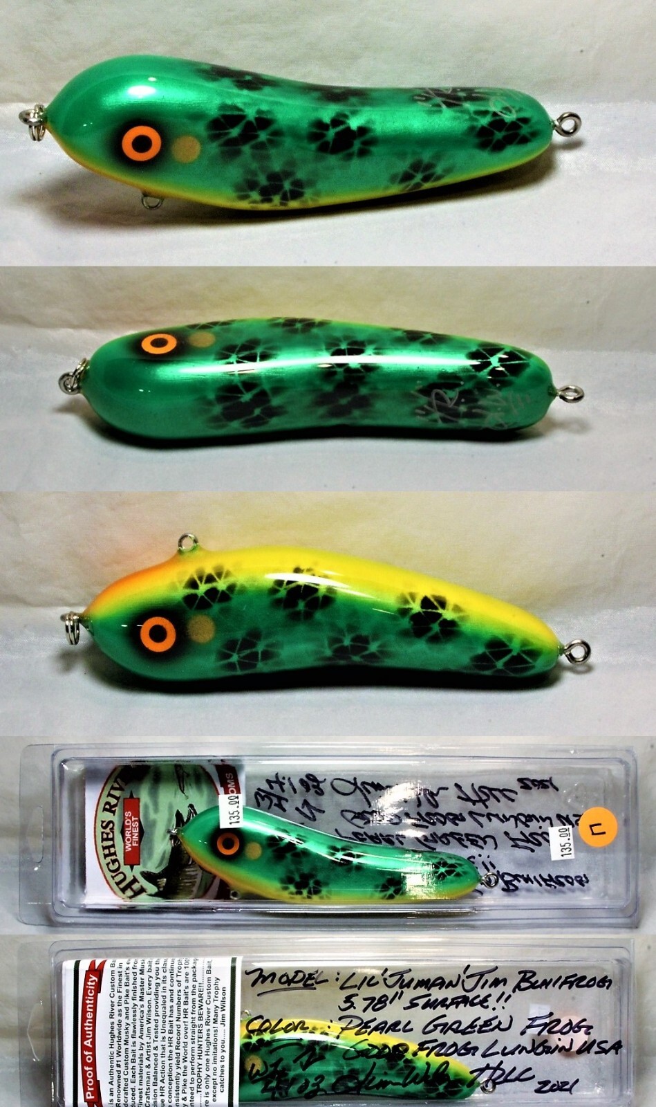 Hughes River Musky 6" Jumpin Jim Bullfrog Color: Pearl Green Frog | eBay