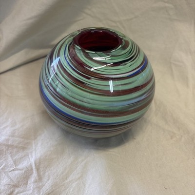 Department 56 Hand Blown Orb Vase, Art Glass, Studio Red Green Blue ...