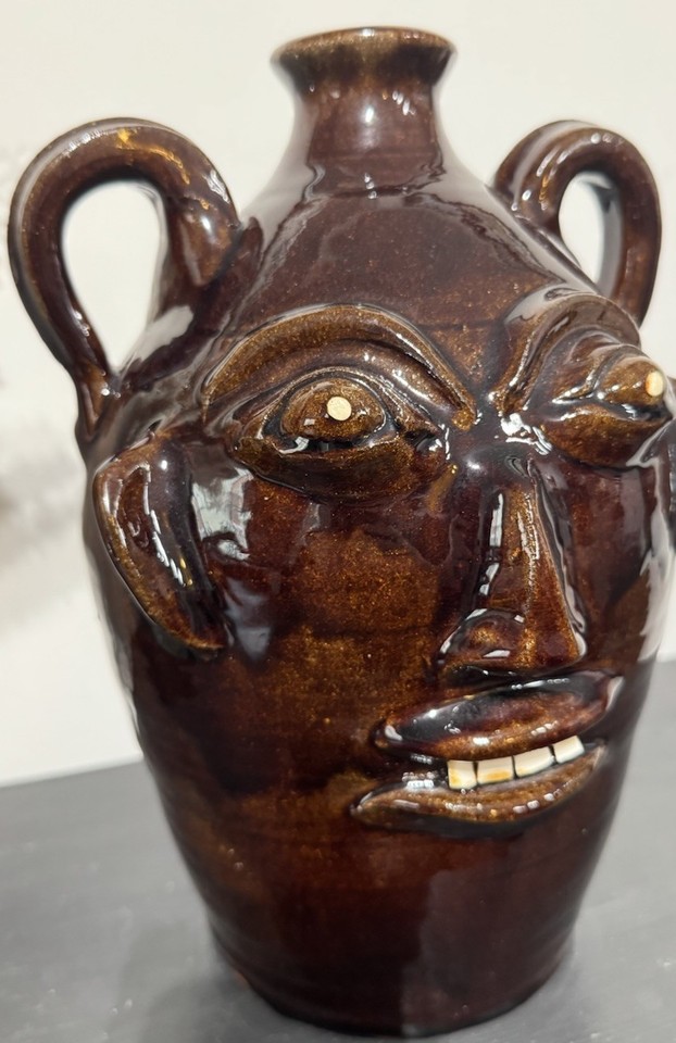 Walter Fleming - Folk Art Double Face Jug 11.5” Catawba Valley Late ...