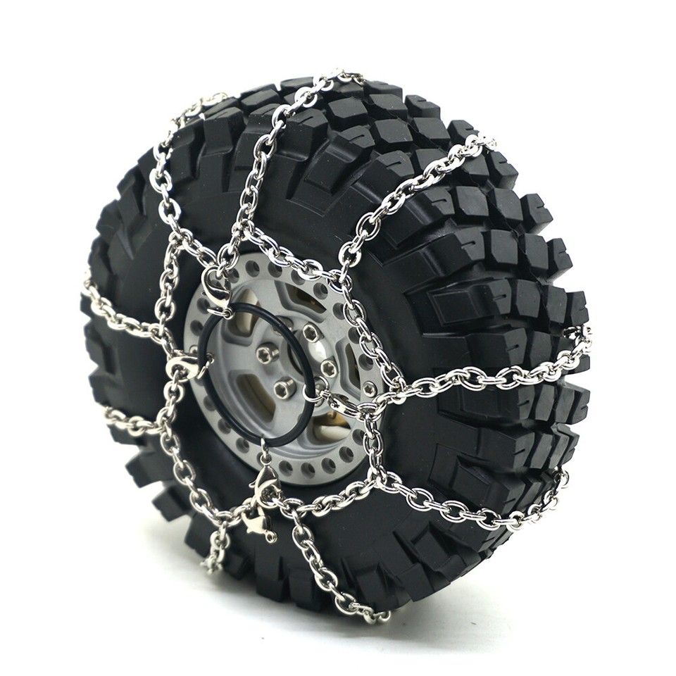 Metal Snow Chain Anti-skid Chains 114/120mm for 1/10 RC Car TRX4 Axial ...