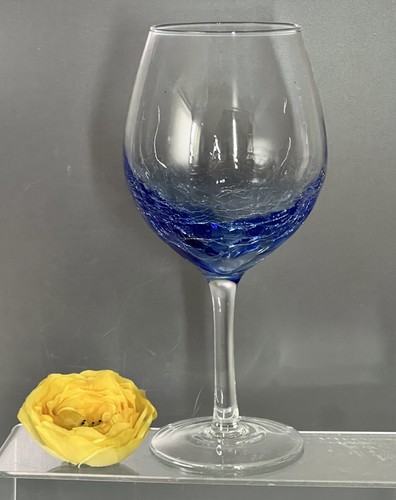 Pier 1 Crackle Glass Blue Balloon Red Wine Glass Goblet 8 7/8”, 18 oz ...