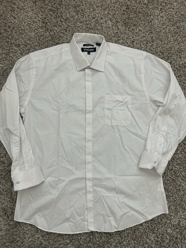 NWOT Stacy Adams Men's Dress Shirt White 17 34/35 LS French Cuff Hidden ...