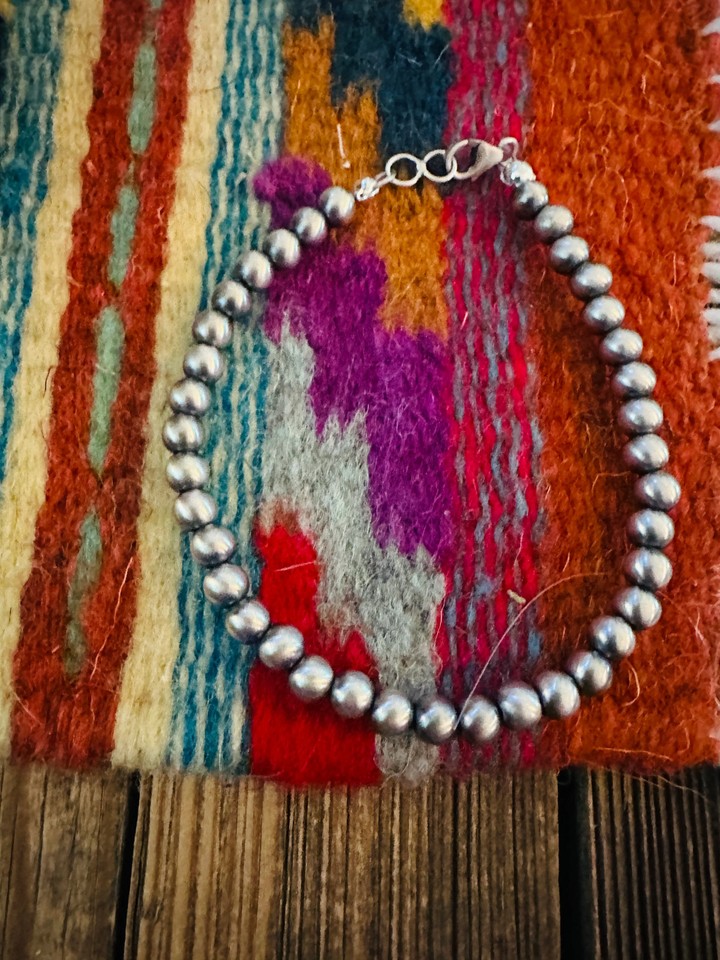 Handcrafted 4mm Sterling Silver Pearl Beaded Bracelet | eBay