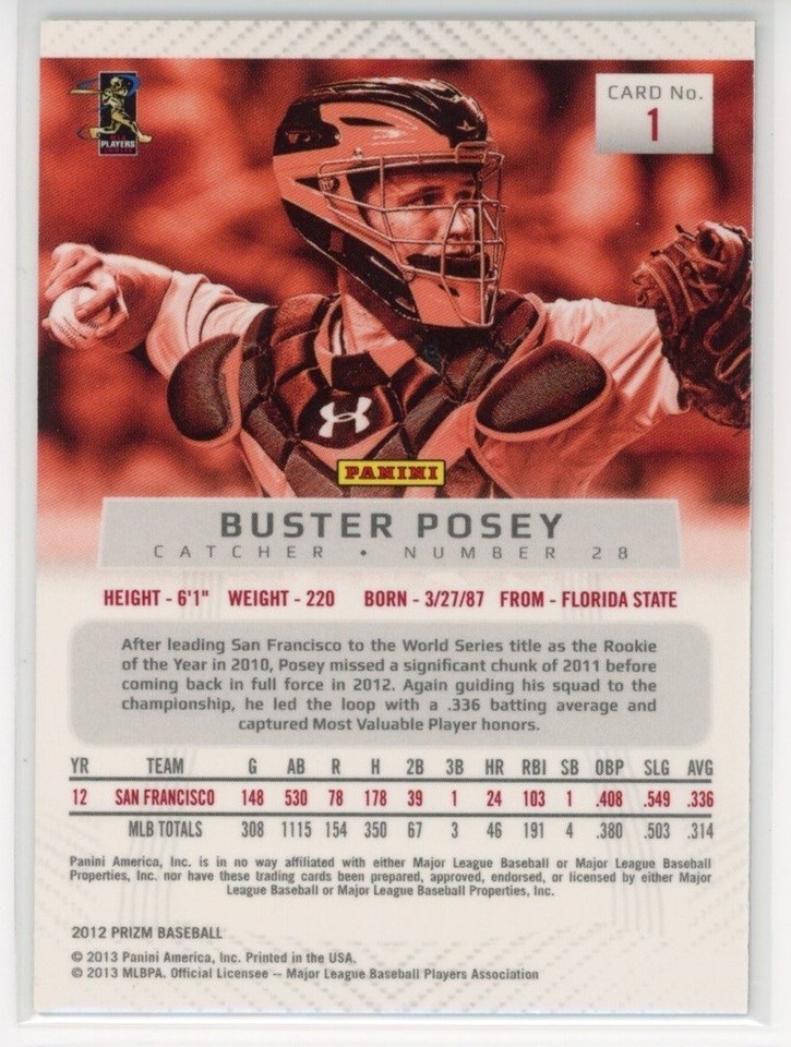 2012 Panini Prizm #1 Buster Posey San Francisco Giants | eBay
