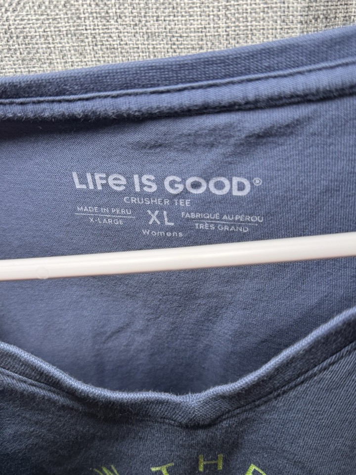 Life Is Good Graphic T-Shirt Grow Through What Go Through Women's Extra ...