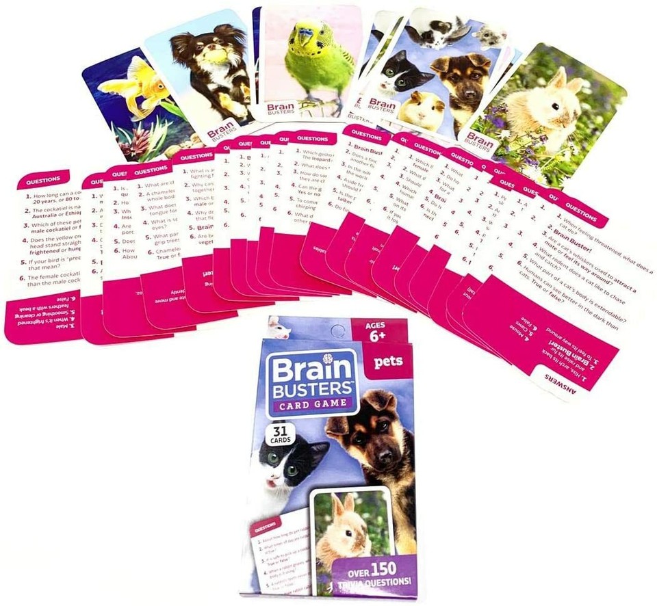 Brain Busters Card Game (Pets) with Over 150 Trivia Questions ...