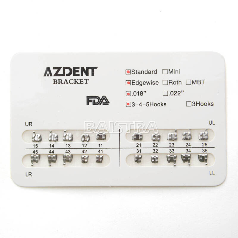 AZDENT Dental Orthodontic Brackets Brace Mini Standard Edgewise Roth ...