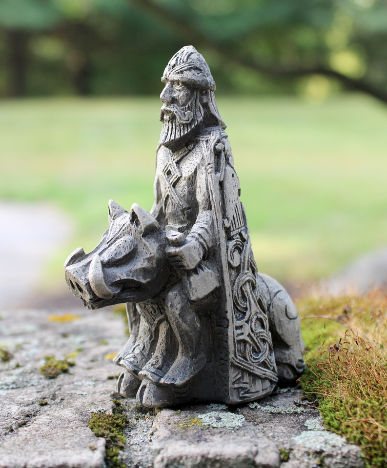 Freyr Figurine - Stone Finish - Norse God of Harvest Viking Statue ...