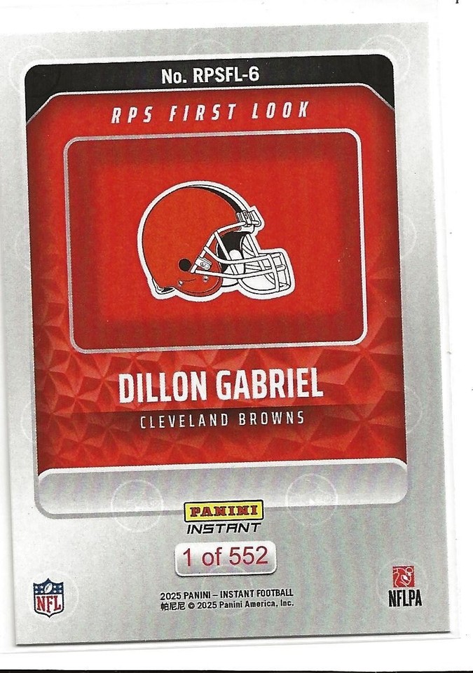 2025 Panini Instant NFL Dillon Gabriel RPS First Look Rookie /552 *Off ...