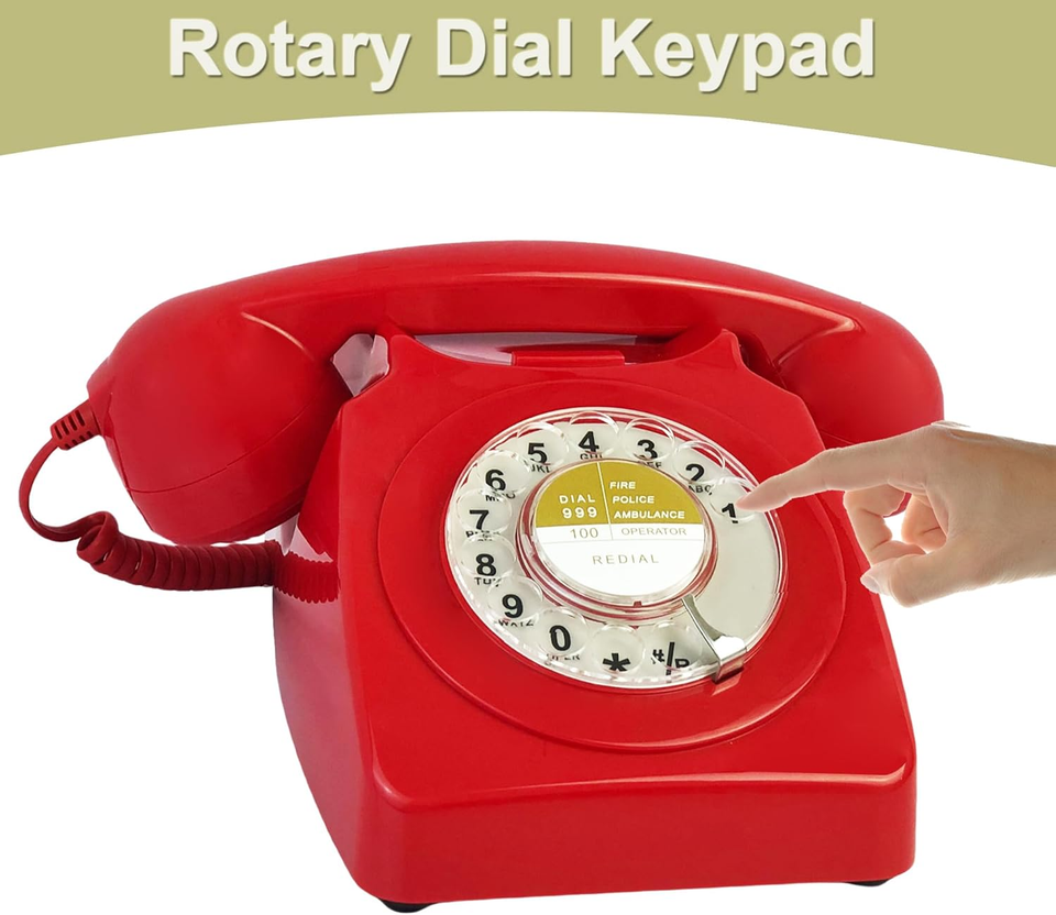 Red Rotary Dial Telephones 1980'S Classic Old Style Retro Landline Desk ...