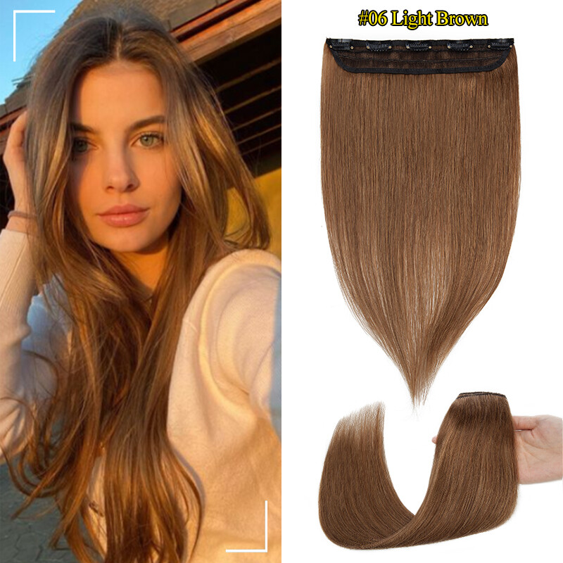 One Piece Clip in Hair Extensions 3/4 Full Head Real 100% Human Remy ...