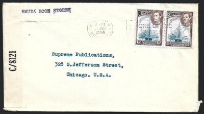 (AOP) Bahamas WW2 1944 censored cover to the US with C/8121 censor tape ...