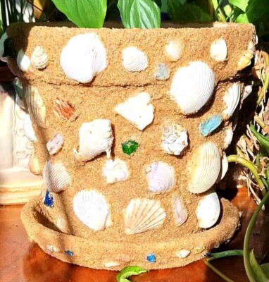 Seashell Planter Pot With Matching Saucer, Plant Beach Decor, Flower ...