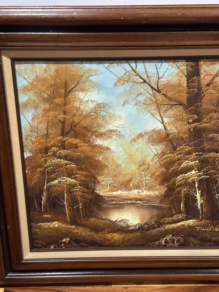 T. Williams Oil Painting Autumn Forest Landscape 32” X 28” | eBay