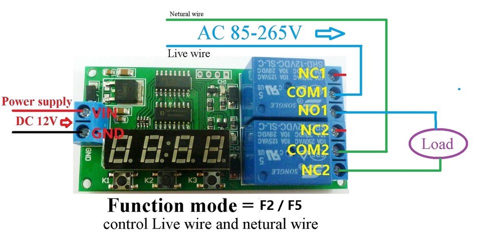 12V Digital Dual Programmable Relay Control Cycle Delay Timer Timing ...