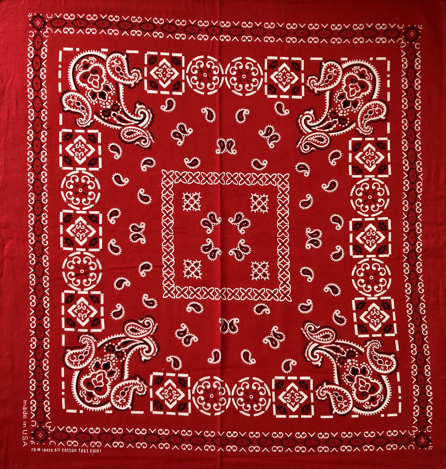 Vintage FastColor CLASSIC RED Bandana Paisley 21”x 21… - Gem