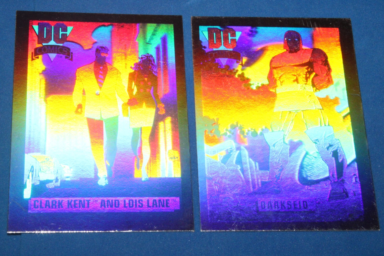 1991 DC COSMIC CARDS 10 INSERT HOLOGRAM CARD SET SUPERMAN WONDER WOMAN ...