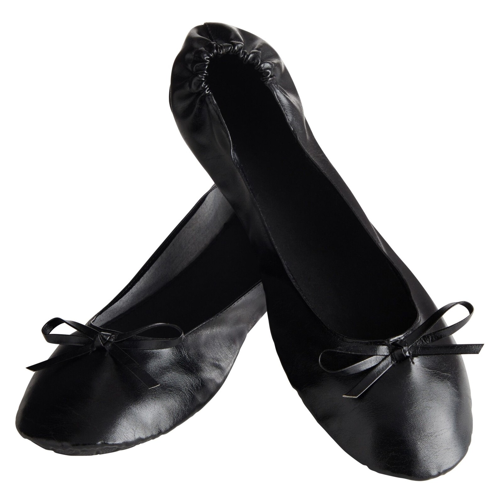 Women's Foldable Ballet Flats Roll up Shoes with Pouch, Black, L, US 8. ...