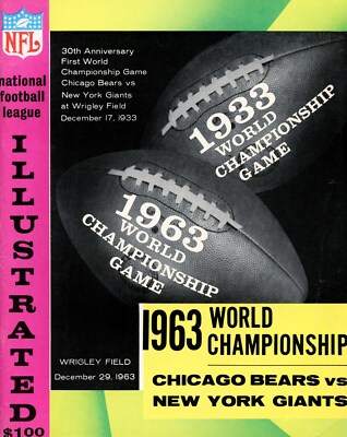 1963 NFL CHAMPIONSHIP GAME BEARS VS THE GIANTS OFFICIAL PROGRAM PHOTO ...