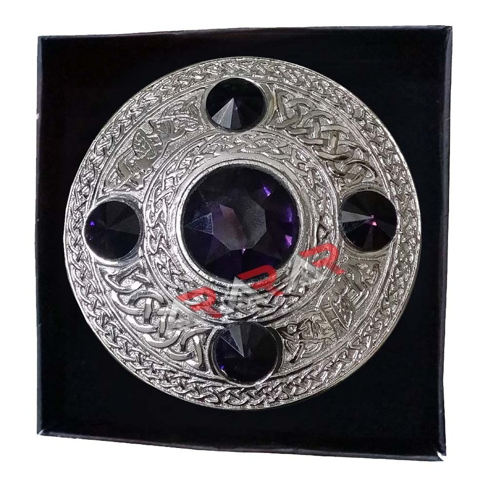 Scottish Kilt Fly Plaid Brooch Kilt Brooches Celtic Chrome Finish 5 ...