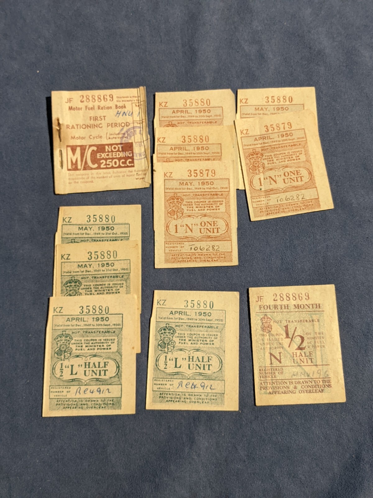 Vintage 1950 Motor Fuel Petrol Ration Tickets | eBay