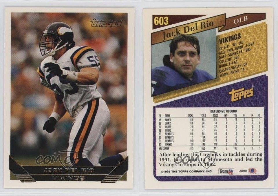 1993 Topps Gold Jack Del Rio #603 03hc | eBay UK