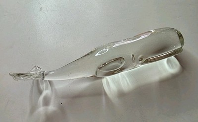 DCB DAVID BEAUBIEN 1990 Sperm Whale Crystal Art Glass Figure Figurine ...