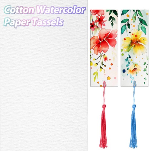 100 Pcs Watercolor Paper Blank Bookmarks with Colorful Tassels DIY Book ...