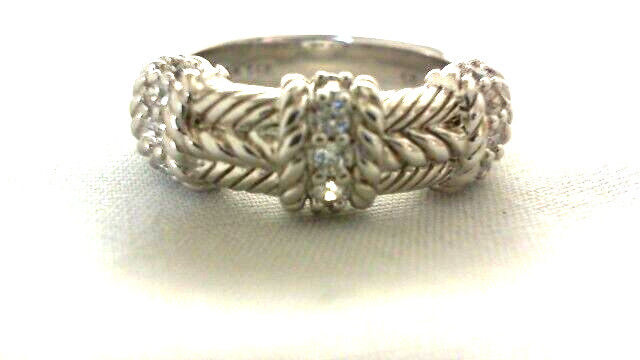 Judith Ripka Ring Sterling Silver Diamonique Rope Ban… - Gem