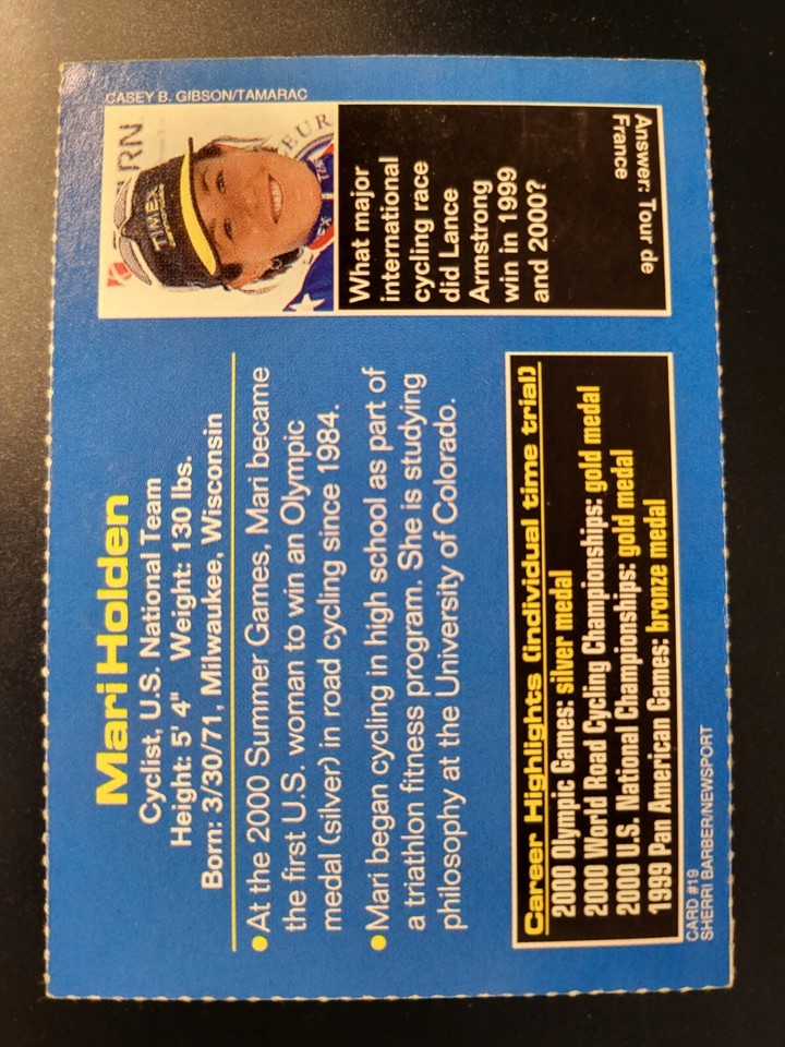 2001 Sports Illustrated Si for Kids cyclist Mari Holden RC card #19 | eBay