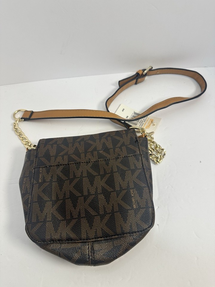 NWT Michael Kors Jet Set small Printed Logo Crossbody Bag in Brown ...