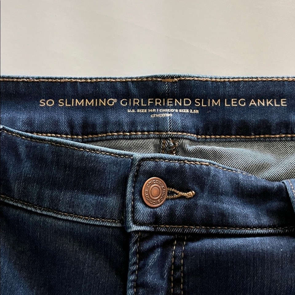 Chico’s So Slimming Girlfriend Slim Leg Ankle High Rise Size 2.5R/14R ...