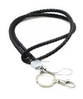 Braided Leather Lanyard with Metal Retractable Badge Reel key ring ...