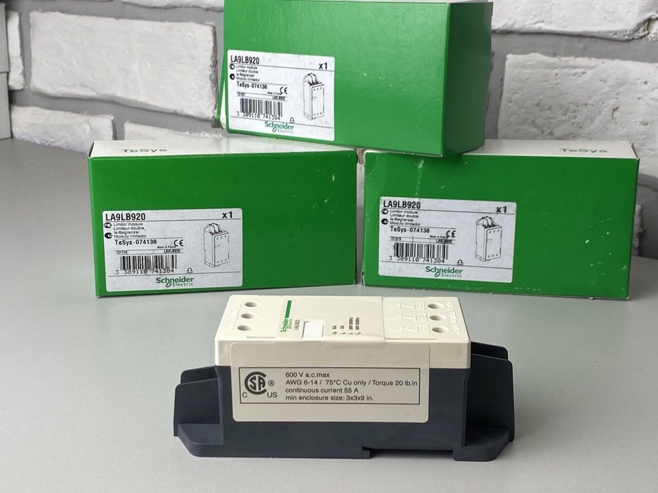 LOT 3ps NEW Schneider Current limiter LA9LB920 TeSys U TeSys GV2, 32A ...