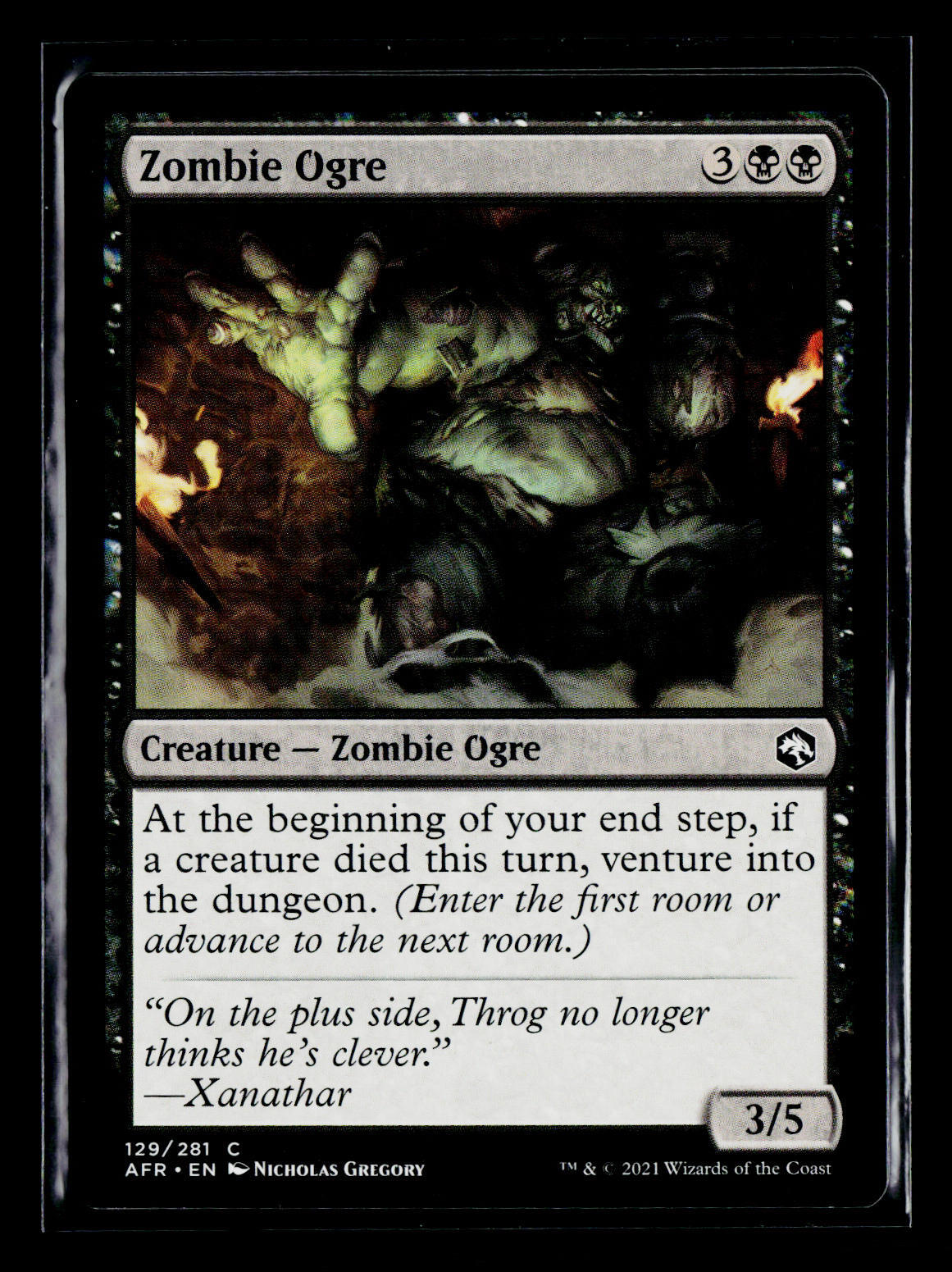 Zombie Ogre MTG Black Card #129 Magic the Gathering AFR | eBay