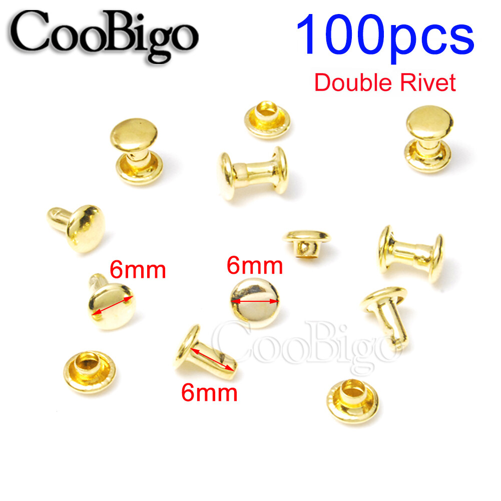 100X Head 3~10mm Double Rivet Stud Collision Nail Spike Punk Belt ...