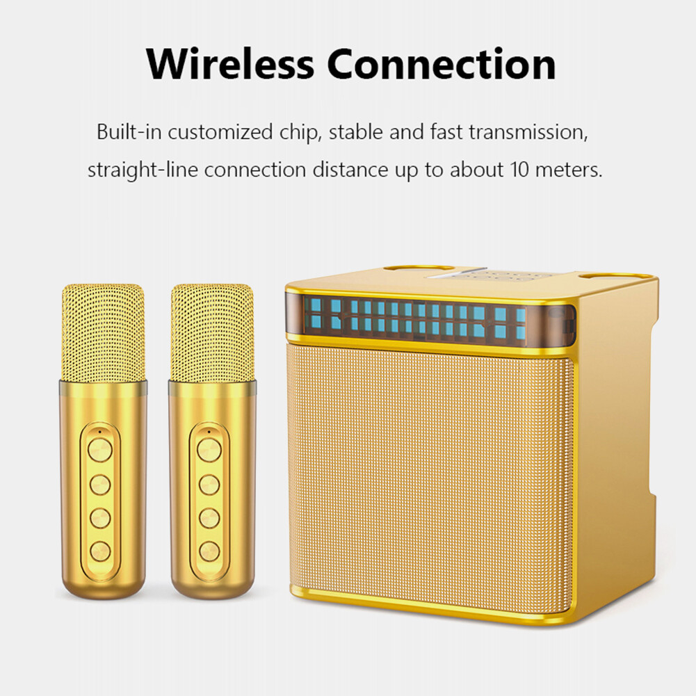 Outdoor Karaoke RGB Lights Karaoke Machine Home Singing Equipment (Gold ...