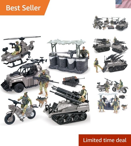 Army Men Action Figures with Military Vehicles Toys Playset, Toy ...