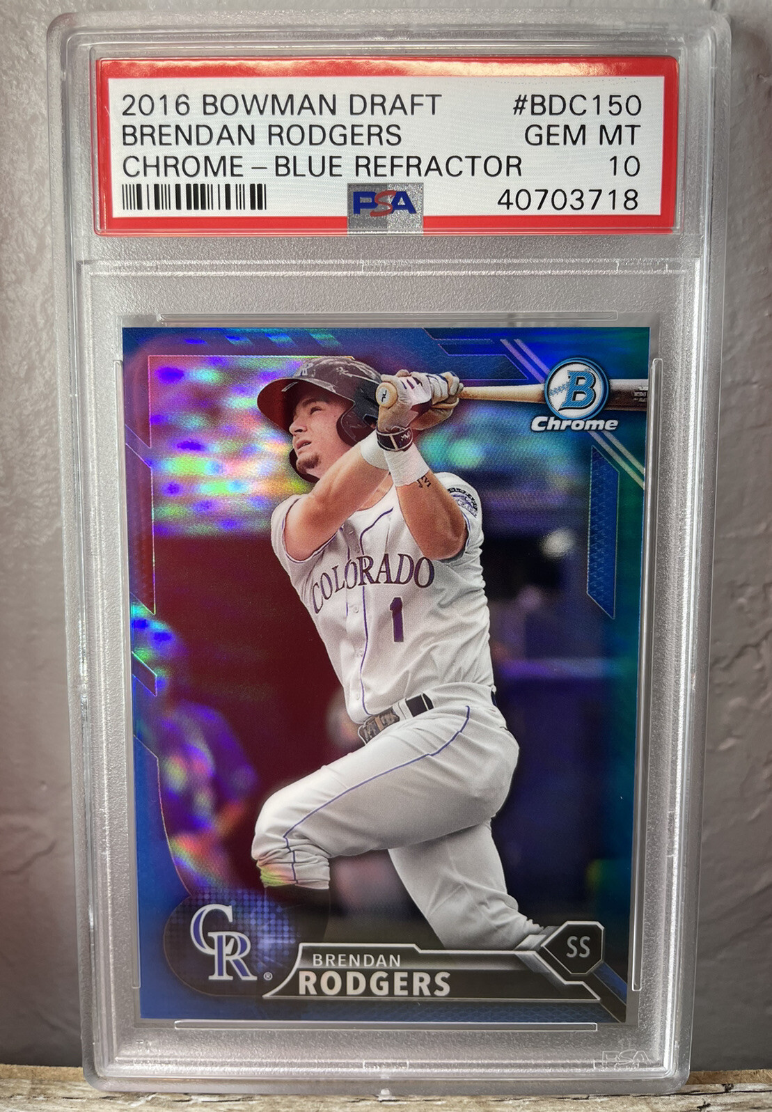 2016 Bowman Chrome BLUE Refractor BDC150 Brendan Rodgers Rookie /150 ...