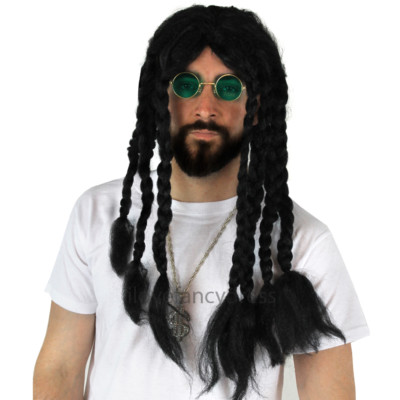 LONG RASTA WIG BLACK DREADLOCKS JAMAICAN REGGAE FANCY DRESS COSTUME ...