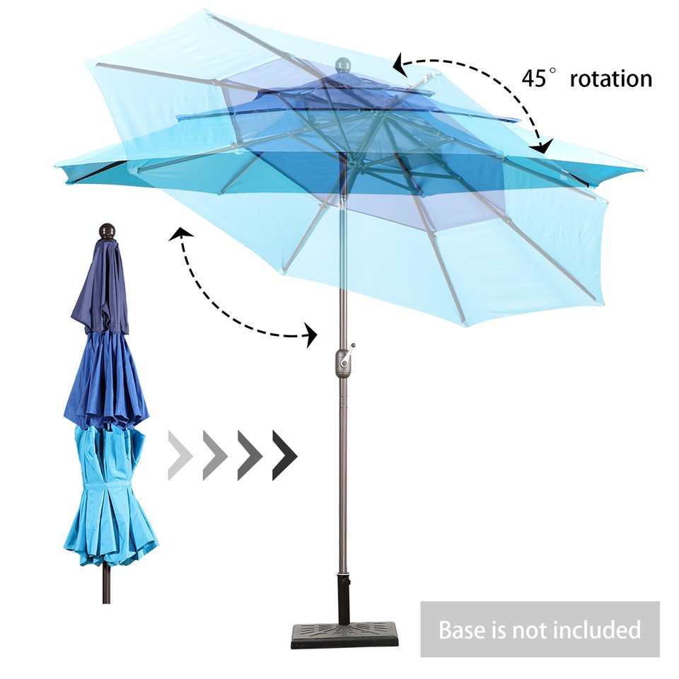 Aoodor 10ft 3 Tier Patio Umbrella Dining Table Outdoor Market Umbrella ...