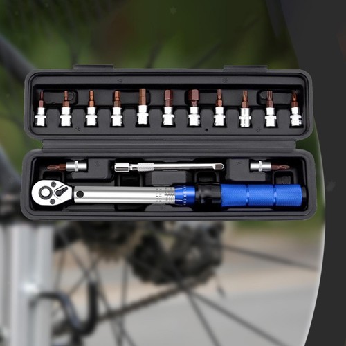 16 Pieces 1/4'' Bike Torque Wrench Kit with Molded Case Bicycle Repair ...