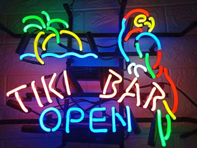 Tiki Bar Open Neon Sign Beer Bar Pub Wall Window Decor 19x15 | eBay