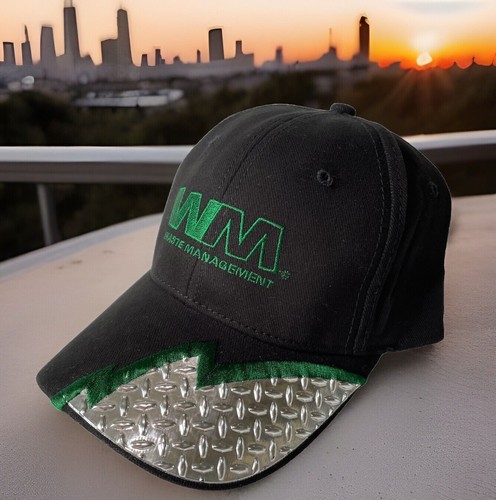 WM Waste Management Sharktooth Hat Cap Diamond Plate Cutout Brim Green ...