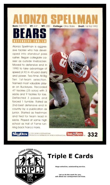 1992 Skybox Impact - #332 Alonzo Spellman (RC) for sale online | eBay