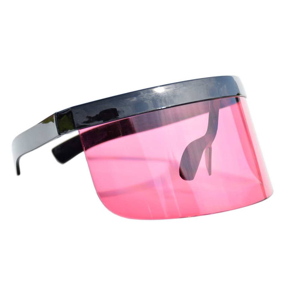 Unisex Retro Shield Visor Sunglasses Oversize Integrated Lens Fashion ...