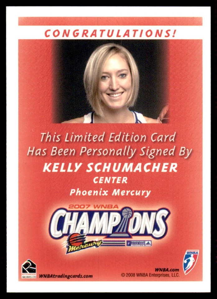 2008 Rittenhouse WNBA #NNO Kelly Schumacher Autographs Auto | eBay