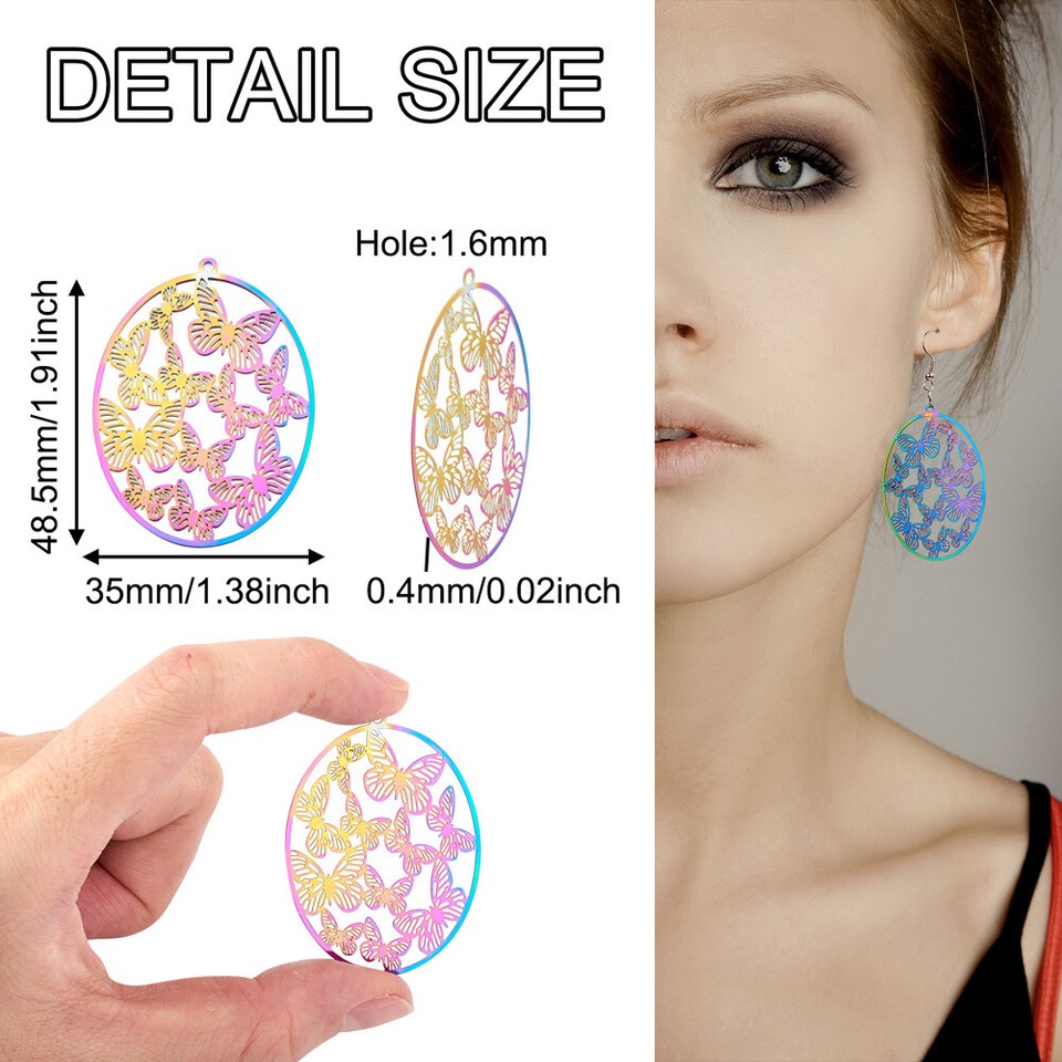 50pcs Colorful Vacuum Plating 201 Stainless Steel Filigree Pendants 23 ...